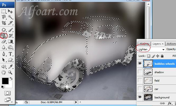 Luminous car design in Adobe Photoshop