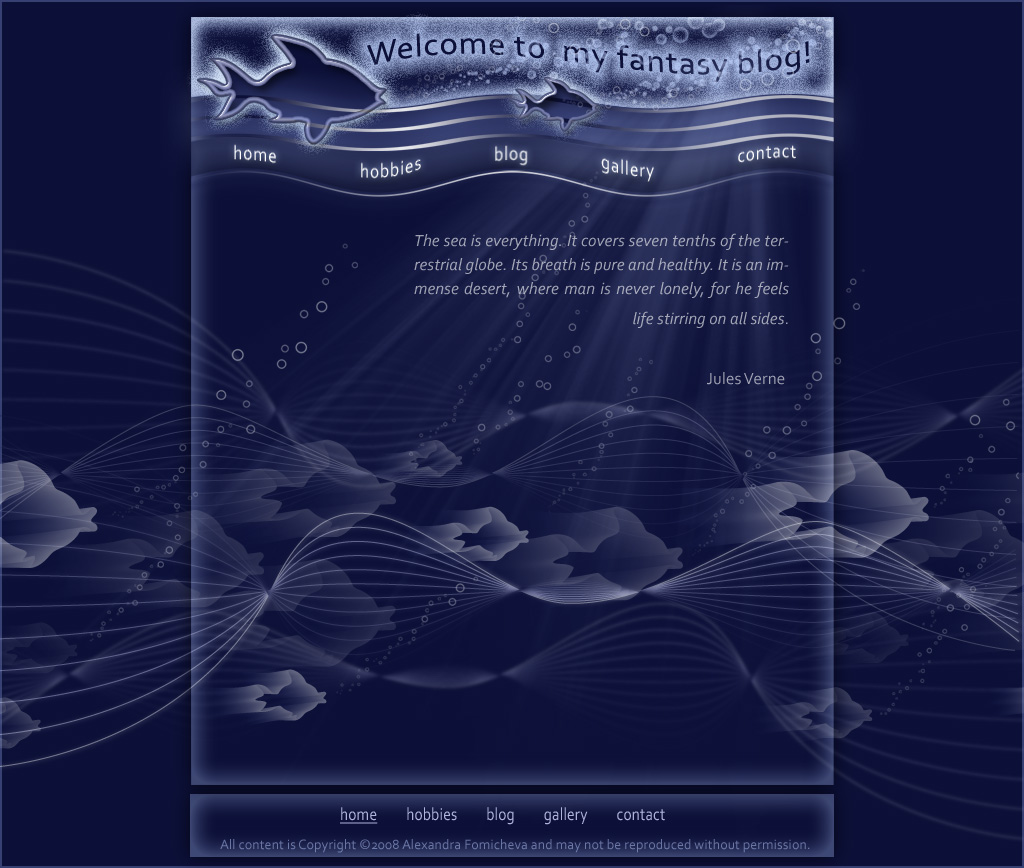 Sea fantasy web site design tutorial or how to create website layout ...