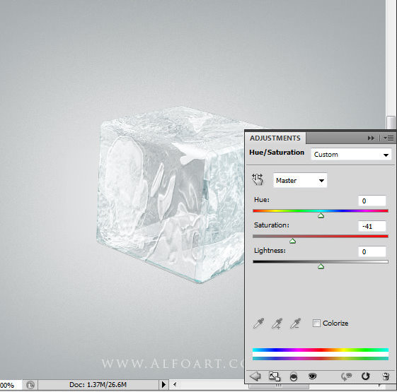 Ice cube 3D photoshop tools tutorial. 3D scene ice cube and cherry ...