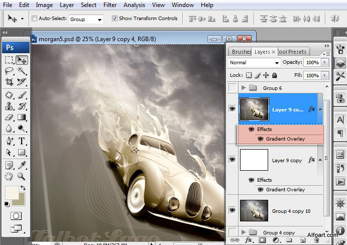 Luxury retro car poster with paint splashing effect. Talbot-Lago T-150 CSS